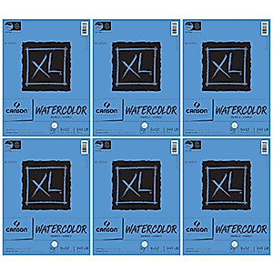 6-Pack Bundle - Canson XL Series Watercolor Textured Paper Pad for Paint, Pencil, Ink, Charcoal, Pastel, and Acrylic, Fold Over, 140 Pound, 9 x 12 Inch, 30 Sheets