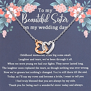 BLEOUK Sister Necklace Sister of The Bride Gifts from Bride Sister Wedding Gift from Brid Thank You Sister Jewelry (To my Beautiful Sister)