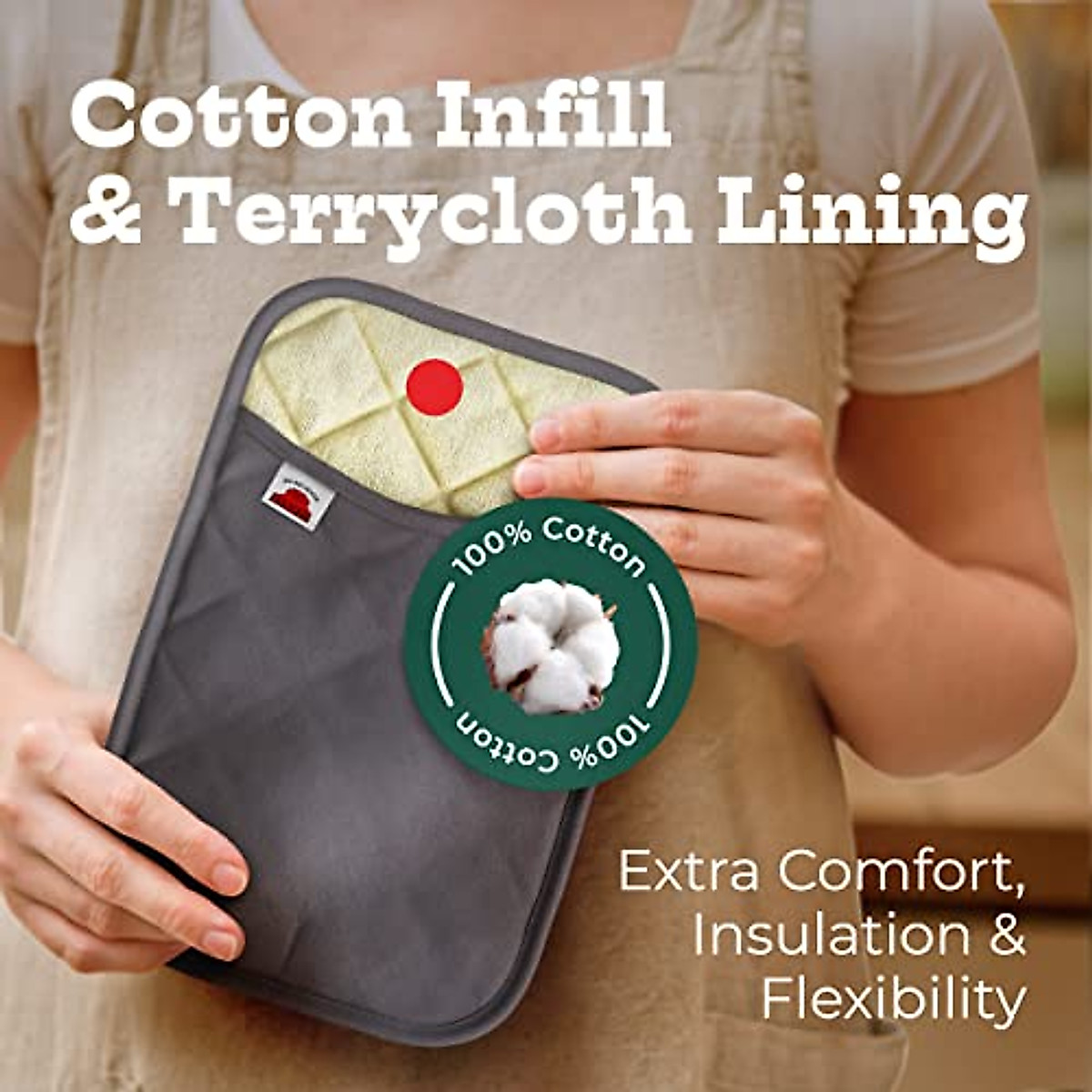 Big Red House Pot Holders for Kitchen Heat Resistant, Set of 2, Silicone Pot Holders for Kitchen and Baking, Gray