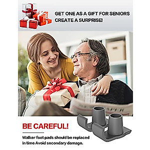 Agrish 6-Pack Walker Glide Skis, Universal Fit Walkers with 1-1/8 Inch Shaft Handicapped Walker Accessories Tool-Free, 6 Count, Gray