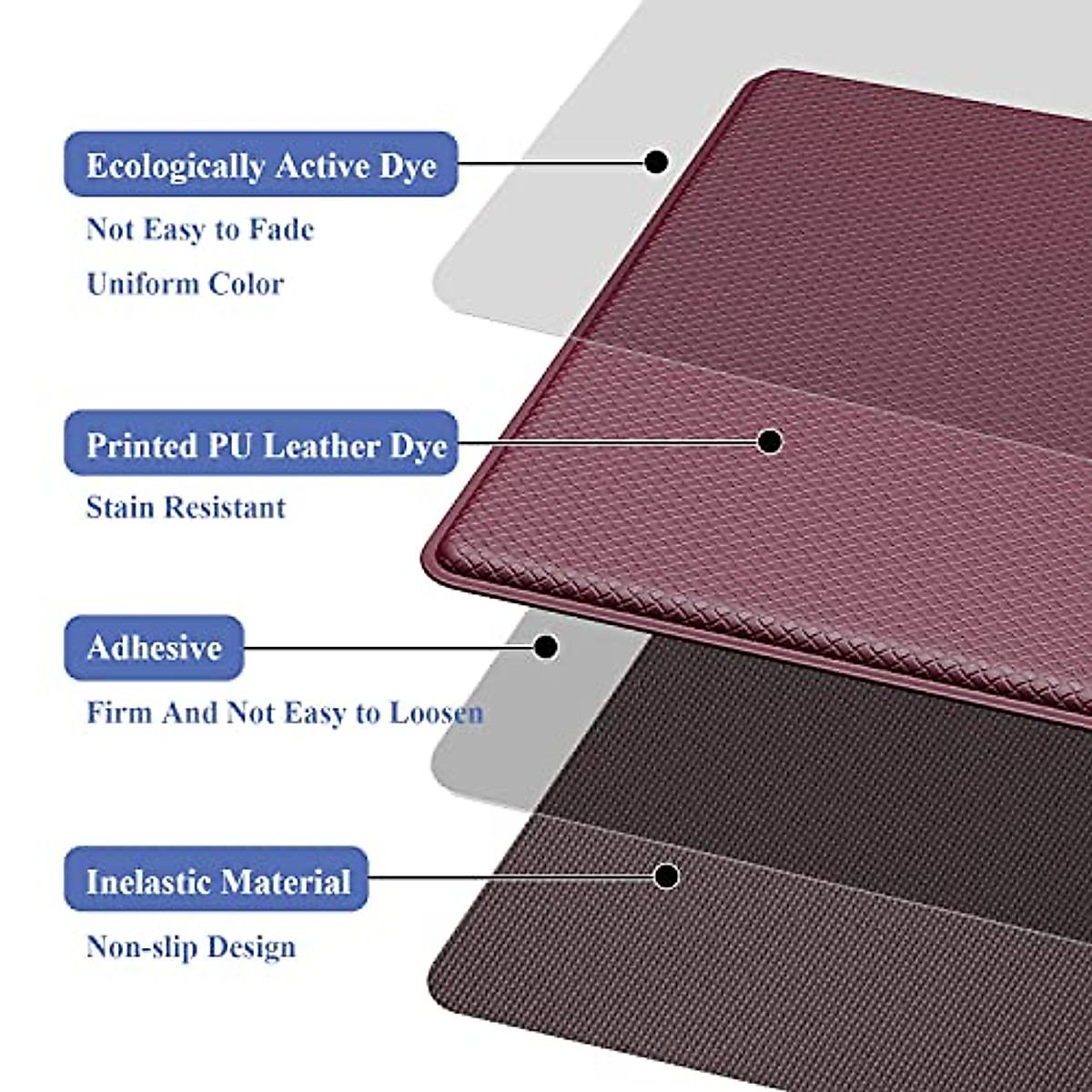 Abilliongo Kitchen Floor Mats Kitchen Rug Set 2 Piece, Soft Cushioned Anti Fatigue Kitchen Mats, 2/5Inch Thick Waterproof Non Slip Memory Foam Standing Rug Set of 17.3" x29+17.3"x59", Red