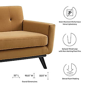 Modway Engage Performance Velvet Sofa with Cognac Finish EEI-5600-COG