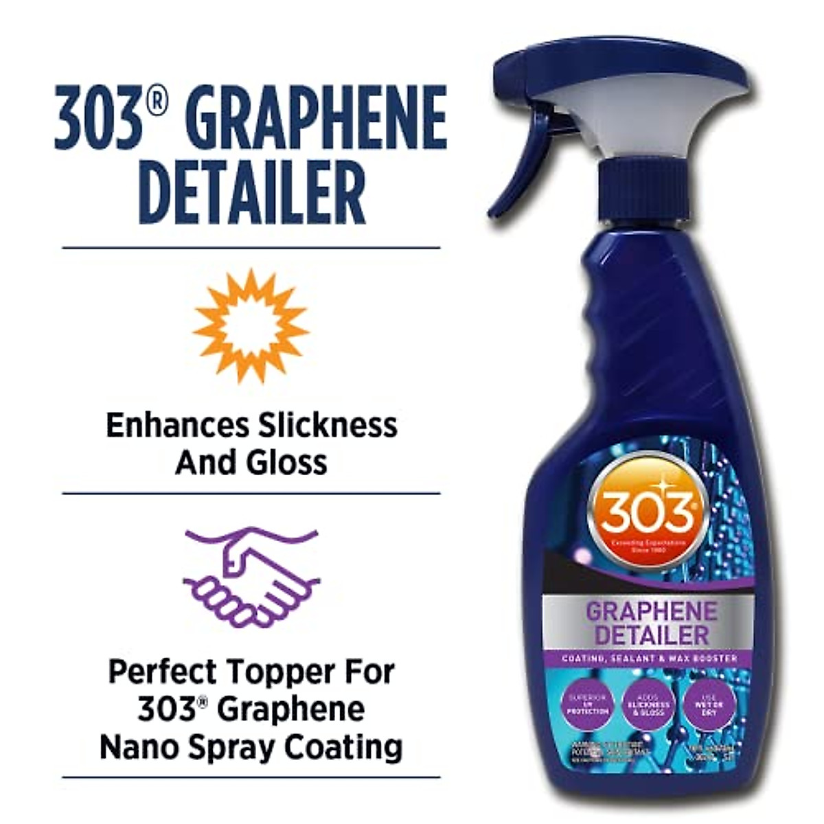 303 Graphene Detailer – Enhances Protection on Existing Coatings, Sealants, and Waxes – Superior UV Protection, Safe for All Automotive Exterior Surfaces – 16oz (30247)