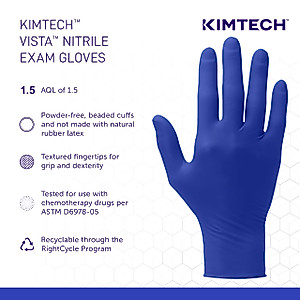 Kimtech™ Vista™ Nitrile Exam Gloves (62826) 4.3 Mil, Ambidextrous, 9.5”, S, 200 Nitrile Gloves / Box Blue