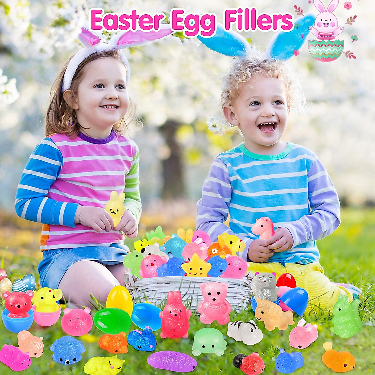 OCATO 40Pcs Mochi Squishys Toys Mini Squishies 2nd Generation Glitter Animal Squishies Party Favors for Kids Adults Stress Relief Toy Treasure Box Prize Classroom Valentine Prizes Easter Egg Fillers