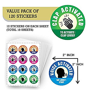 Prank Stickers - (Pack of 120) 2" Large Round Fake Voice Motion Clap Activated Funny Gag Gifts for Adults Kids Labels Sign for Doors Vending Machines