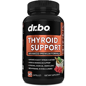 Thyroid Support for Women & Men Supplement - Natural Metabolism, Mood & Energy Enhancer with L-Tyrosine Selenium Iodine Zinc Bladderwrack Kelp & Ashwagandha Thyroid Supplement Complex Vitamin 60 Pills