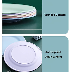 ZGWANSUI 28cm/11in Large Dinner Plates Unbreakable, 5 Pieces Round Wheat Straw Plates for Breakfast Appetizer, Reusable Serving Platter, Lightweight for Travel, BBQ, Picnic, Dishwasher Saf (Green)