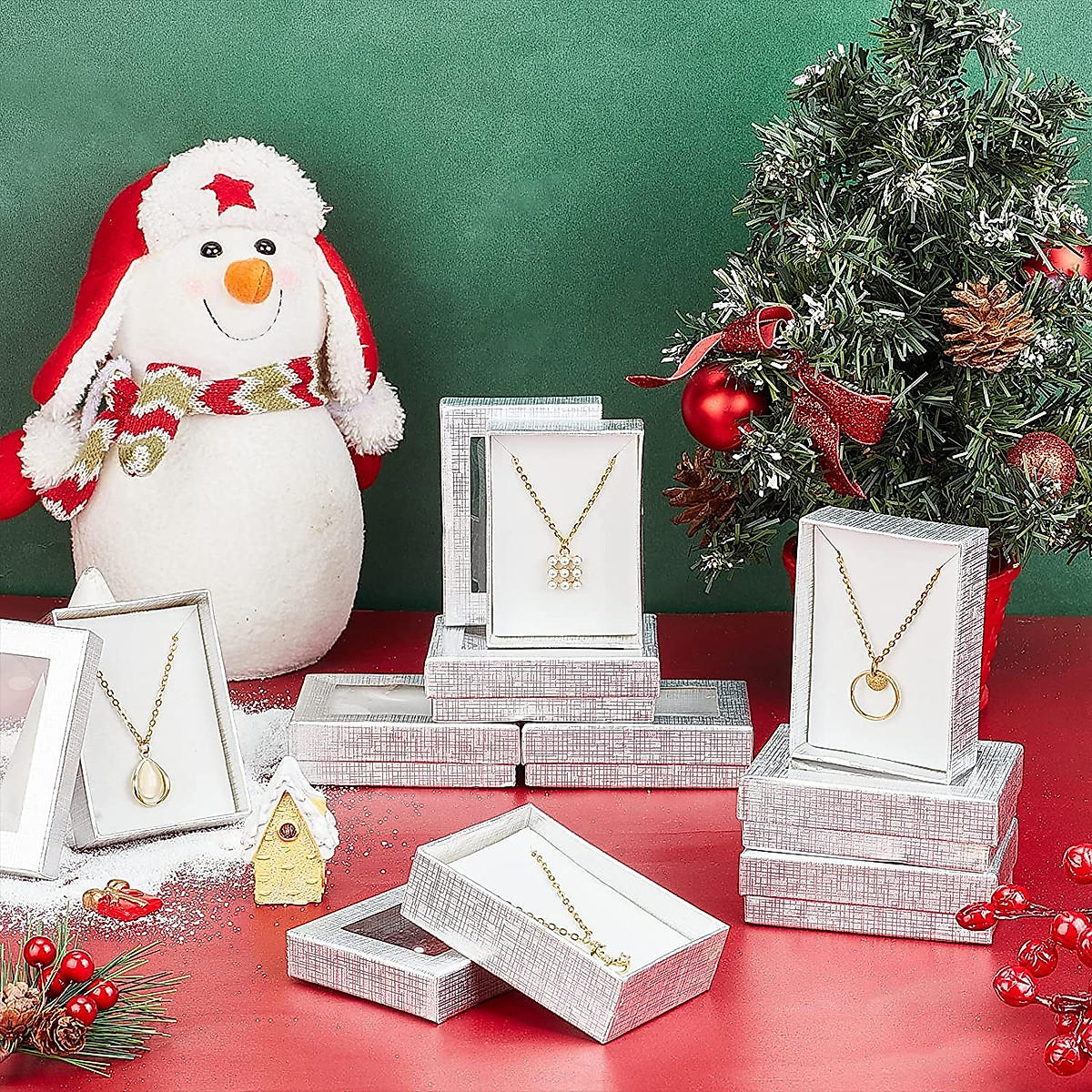 NBEADS 30PCS Silver Gift Boxes Presentation Box with Padding - Birthday Gift Box - Nail Packaging Boxes Cardboard Jewelry Boxes 3.54"x2.56"x1.1" for Christmas Packaging