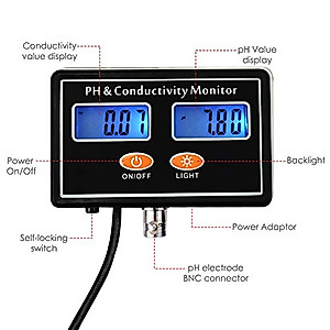 pH/EC Conductivity Meter with ATC Water Quality Tester 0.0-14.0pH / 0~19.99ms/cm Aquarium, Hydroponics Tool