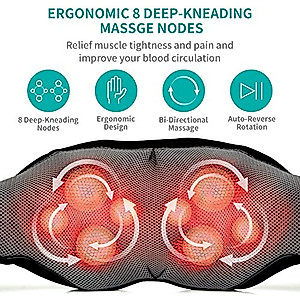Shiatsu Neck and Back Massager with Soothing Heat, Nekteck Electric Deep Tissue 3D Kneading Massage Pillow for Shoulder, Leg, Body Muscle Pain Relief, Home, Office, and Car Use