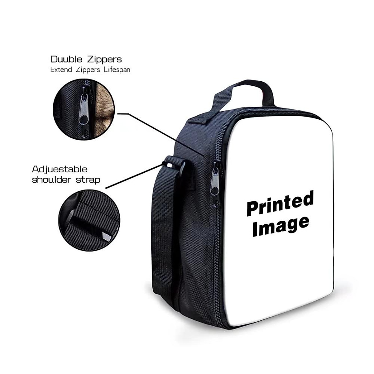 AFPANQZ Heat Insulated Lunch Bag Reusable Large Capacity Food Storage Tote Bags with Adjustable Strap Lunch Box Cool Wolf Food Lunch Bags