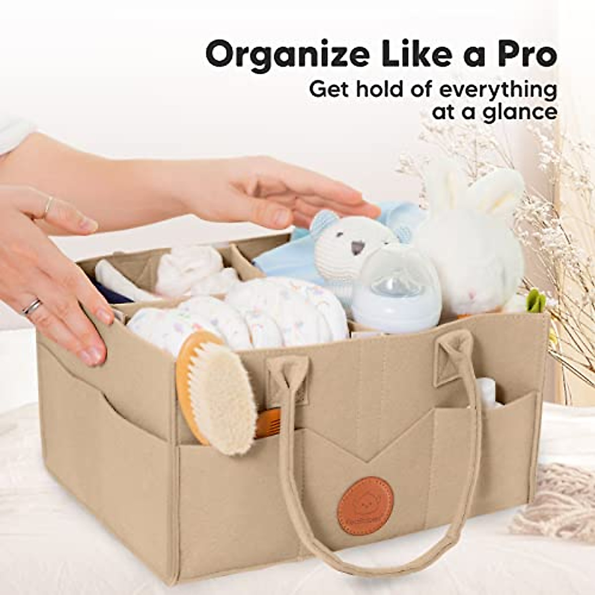 KeaBabies Diaper Caddy Organizer and 5-Pack Organic Burp Cloths Baby Girl, Boy - Baby Organizer for Nursery - Large Burping Cloths for Babies - Car Storage Organizer - Baby Burp Cloths for Girls