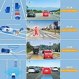 MINIEYE AI Collision Avoidance Device - 1944P Smart Dash Cam with ADAS, 140° Wide Angle Front Dash Camera with Sony Starvis Sensor, Collision, Lane Departure Warning, Night Vision, APP OTA Update