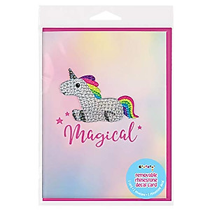 iscream Colorful 'Magical' Greeting Card with Removable Rhinestone Unicorn Decal and Envelope