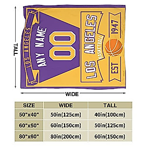 Custom Throw Blanket for Couch, Super Soft Flannel Bed Throw Blanket Fall Oversized Cozy Plush Thick Blankets Personalized Basketball Sports Fan Gifts with Name Number 50"x40", 60"x50", 80"x60"