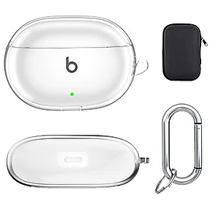 Valkit Compatible with Beats Studio Buds/Buds + Case Cover, Clear Soft TPU Protective Cover with Keychain for Women Men Shockproof Skin Case for Beats Studio Buds 2021/Beats Studio Buds + 2023