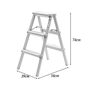 PENGJIE Folding Ladder Step Stool Ladder Stool 3 Step Folding Aluminum Heavy Duty Steel Portable Anti Slip Mat Tread Compact 150 Kg Capacity