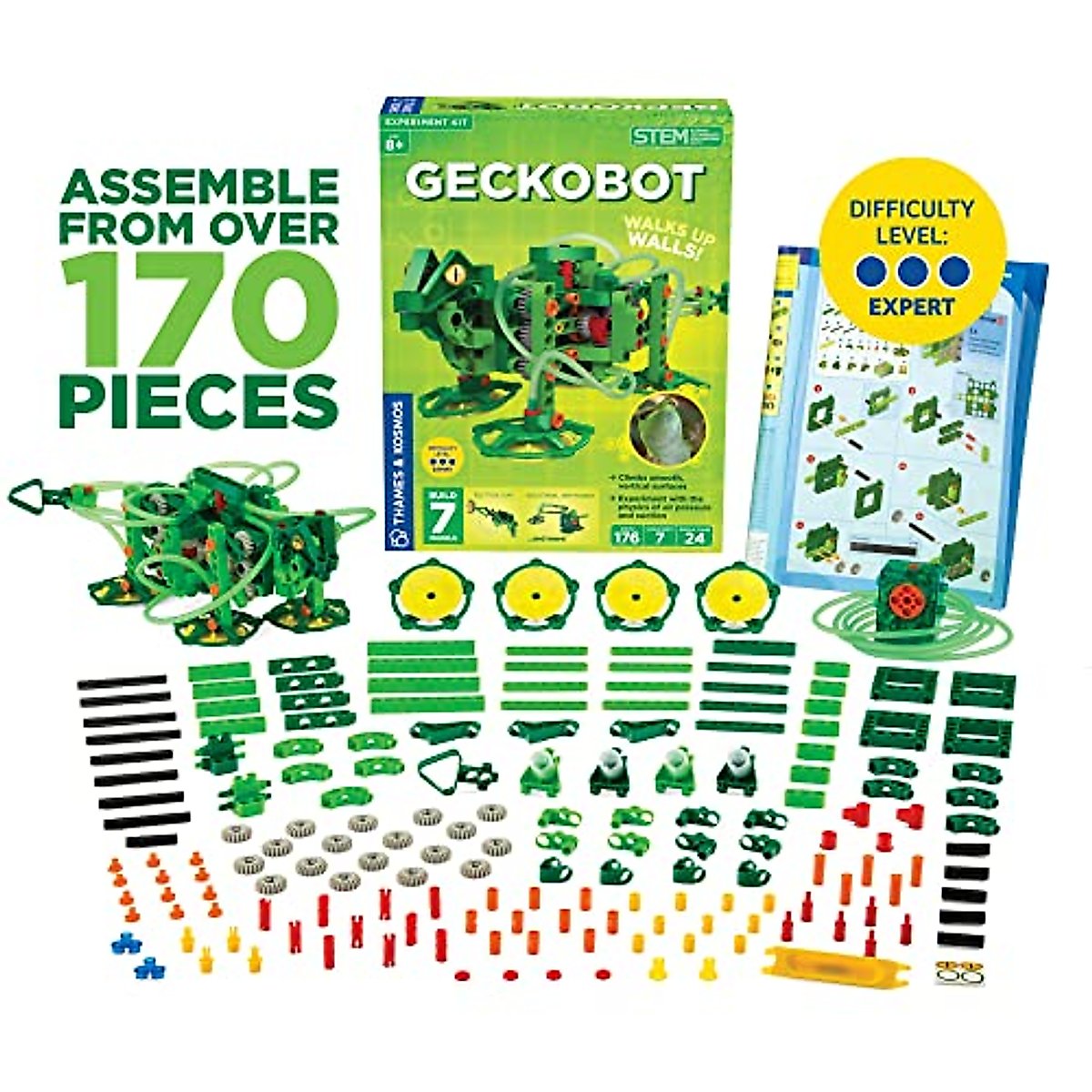 Thames & Kosmos Geckobot STEM Experiment Kit | Build a Wall-Climbing Robot & 6 Other Mechanical Creations | Explore The Physics of Air Pressure & Suction | Difficulty Level: Advanced