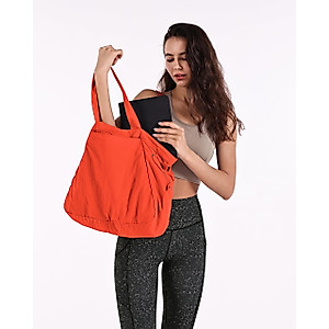 ODODOS 18L Side-Cinch Shopper Bags Lightweight Shoulder Bag Tote Handbag for Shopping Workout Beach Travel, Spicy Orange