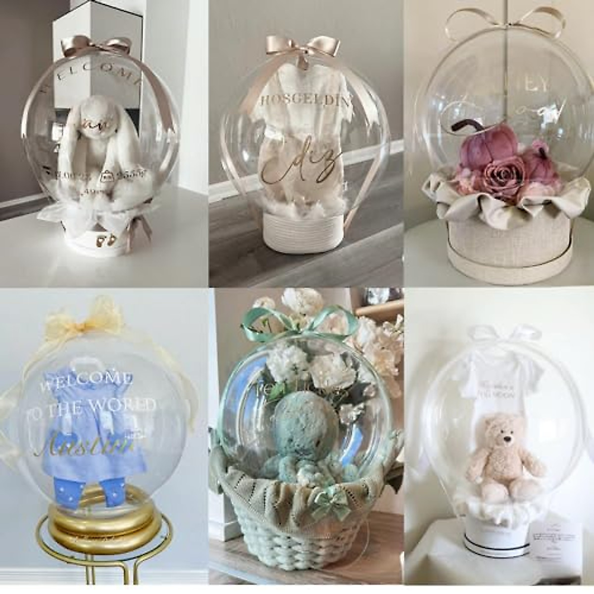 Large Clear Balloons for Stuffing, 10pack Big Pre Stretched Extra Wide Mouth BoBo Balloons, Giant Wrap Gifts Transparent Balloons for Mother's Day/Baby Shower/Kids Birthday Decoration