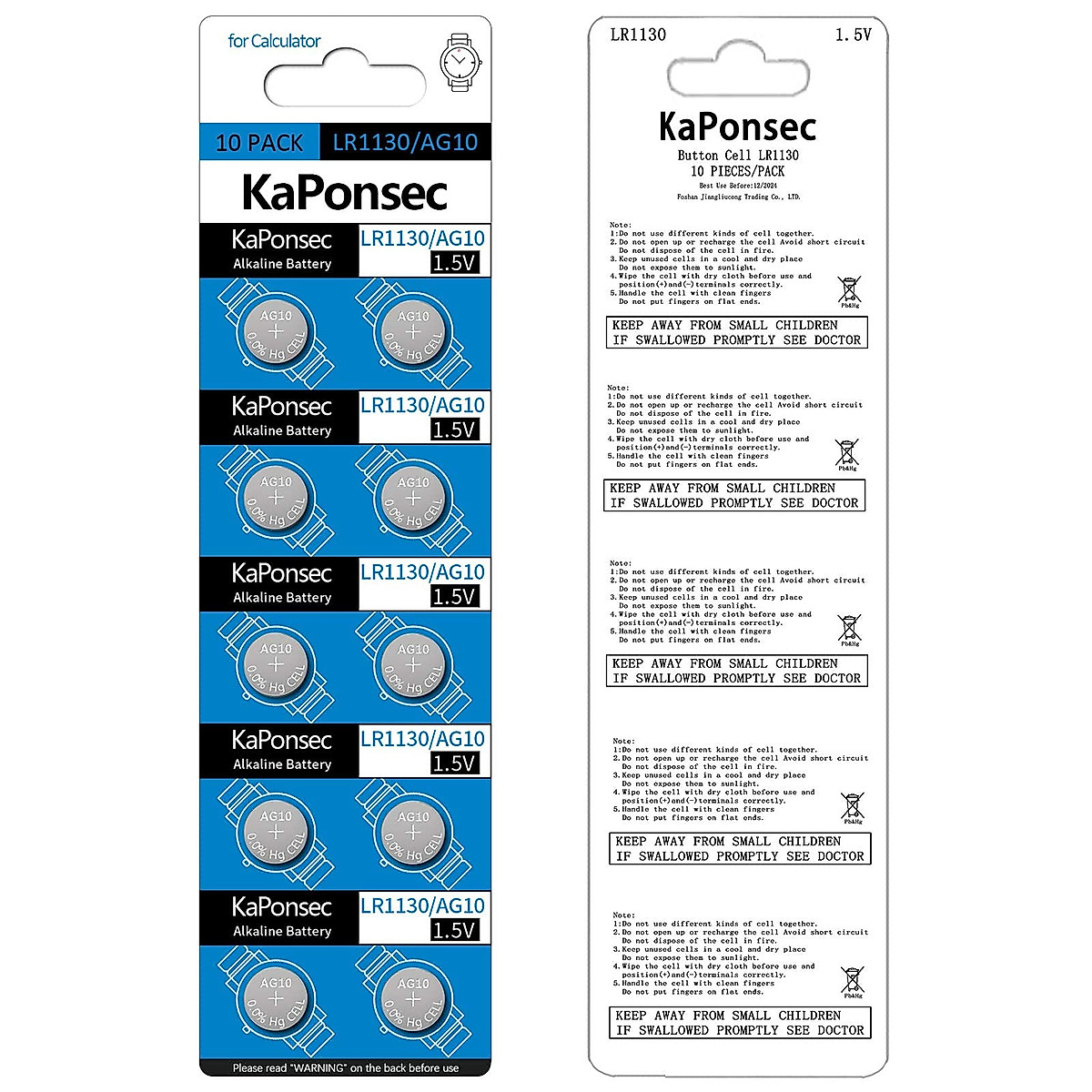 KaPonsec 20 Pack LR1130 AG10 389 1.5V Button Coin Cell Battery