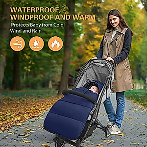 Stroller Bunting Bag for Baby, Infant Bunting Bag Winter Baby Sleeping Bag for Stroller Footmuff Waterproof, Warm Bunting Bag Toddler Sleeping Bag, Outdoor Universal Baby Bunting Bag, Dark Blue