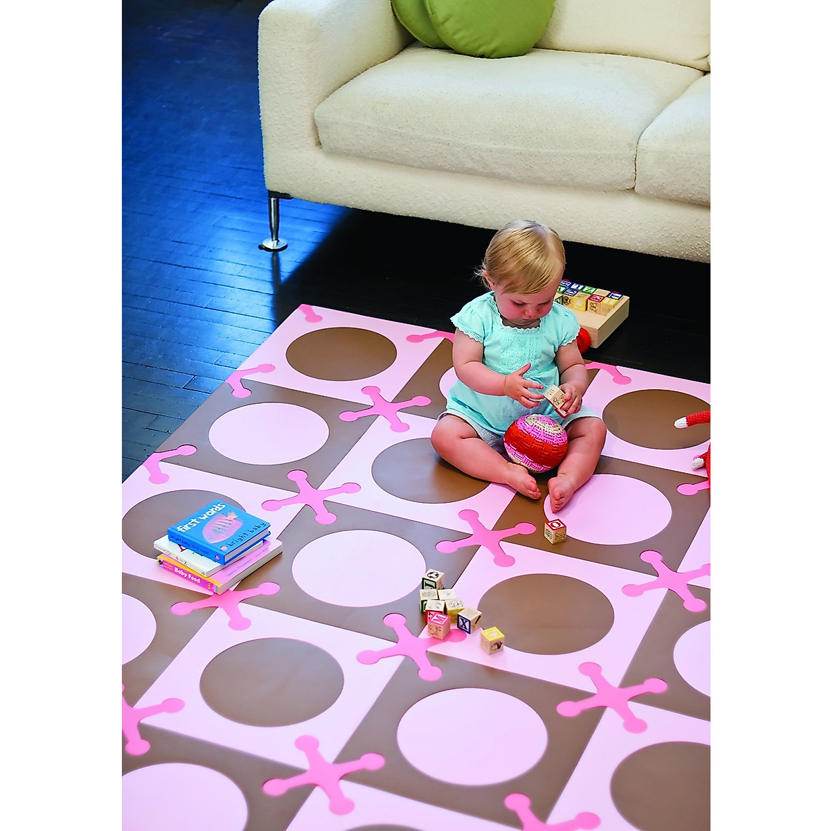 Skip Hop 20 Piece 70"x56" PlaySpot Floor Mat, Pink/Brown (Discontinued by Manufacturer)