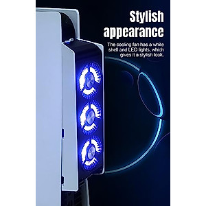 PS5 Cooling Fan, Horizontal PS5 Cooler Fan with LED Light, Comaptible with PS5 Digital Edition or Discs Edition