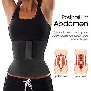 Norse Fitness Lyfe Fitness Quick Snatch Bandage Wrap, Waist Trainer Wrap, Cozy Lumbar Waist Support Tummy Trainer for Postpartum Recovery, 4m-black, 4M