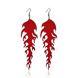 Transparent Acrylic Flame Dangle Earrings Dainty Multicolor Earrings Punk Rock Hip Hop Earrings for Women Jewelry(Red)