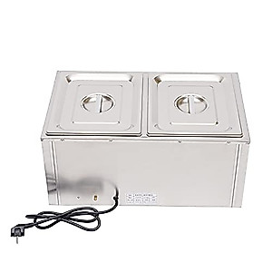 2-Pan Countertop Food Warmer, 110V/60Hz 850W Steam Table Stainless Steel Food Warmer 30° to 85° Adjustable Buffet Server Food Warmer Canteen Buffet Steam Heater for Catering and Restaurants