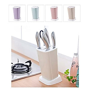 Universal Knife Block Plastic Block Without Knives: Kitchen Counter Universal Holder Modern Blocks Storage Organizer for Home Kitchen Restaurant Beige Knife Inserted Holder