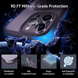 DASFOND Mag-Stand Designed for iPhone 14 Pro Max Case, 2023 Upgraded [All-in-1] [Compatible with MagSafe Invisible Ring Kickstand Transparent Matte Cover Shockproof Slim Case, Purple