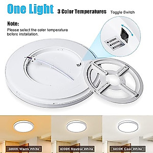 Wowag 2PACK LED Flush Mount Ceiling Light Fixture,12 Inch Super Slim 24W 2200lm,3000k/4000k/6000K 3 Color Selectable Surface Mount Low Profile Ceiling Lamp for Bedroom,Kitchen,Dining Room(White)