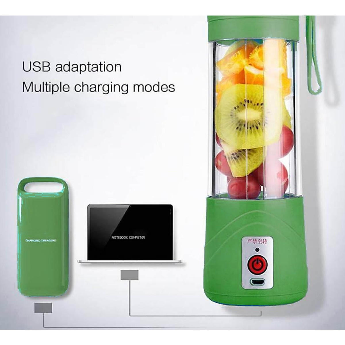 Generic Portable Blender USB Rechargeable Best Personal Blender for Shakes and Smoothies, with 4 Ultra-sharp Blades for Travel, Office & Sports (Green), SMALL