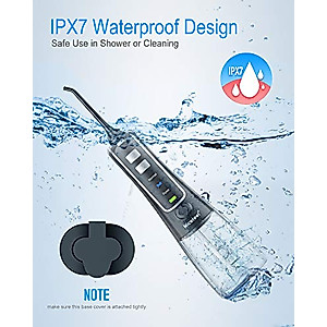 Nicefeel Cordless and Rechargeable Water Flosser - 300ML Water Tank Oral Irrigator, 4 Jet Tips, 3 Pressure Modes - IPX7 Waterproof and Travel Friendly for Dental Care