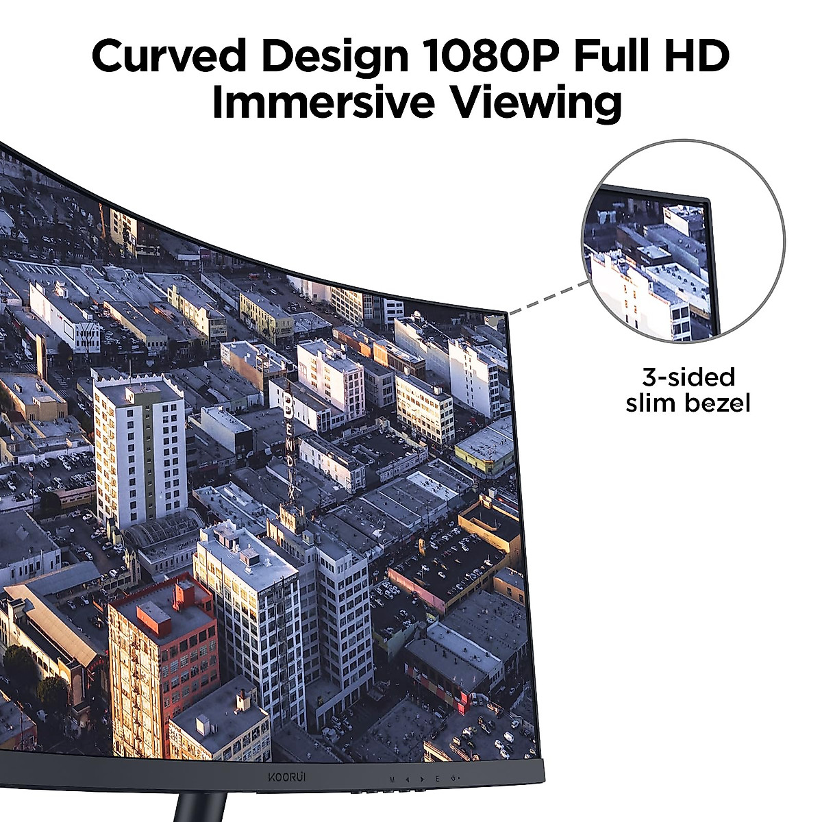 KOORUI 27 inch Curved Computer Monitor Full HD 1080P 75Hz Gaming Monitor 1800R LED Monitor HDMI VGA, Tilt Adjustment, Eye Care, Black 27N5C