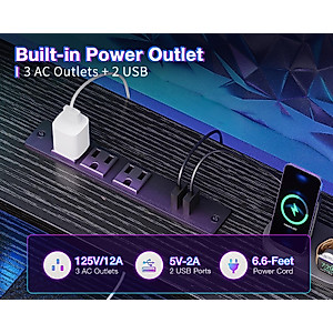 Coleshome 98 Inch 2 Person Gaming Desk with Storage Shelves- Long Double Home Office Computer Desks with USB Charging Port & LED Lights, Writing Desk with Monitor Stand, Modern Study/Work Table, Black