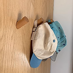 LoengMax Wood Wall Hooks,1 Pack Coat Hooks Wall Mounted, Modern Hat Hooks for Wall, Wall Hanger for Hanging Coat Towel Hat Bag Robe Jacket Clothes (Beech Wood)