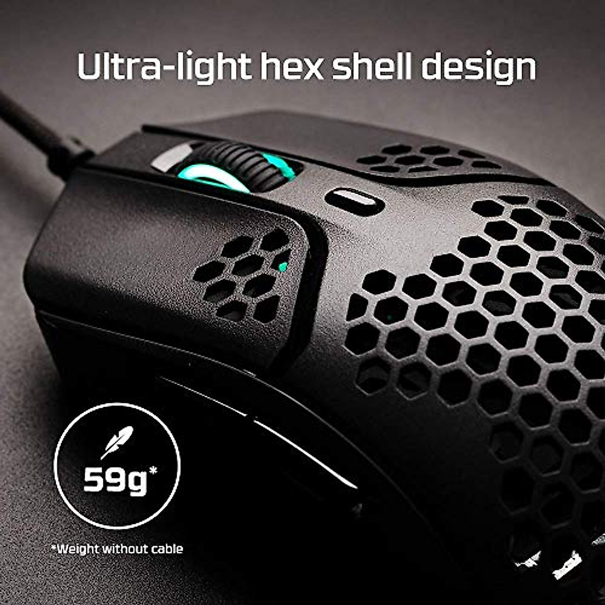 HyperX Pulsefire Haste Gaming Mouse 59g Hex Honeycomb Shell Customizable RGB Hyperflex USB Cable 16000 DPI 6 Programmable Buttons for PC PS5 PS4 Xbox Series X|S Xbox One (Renewed)