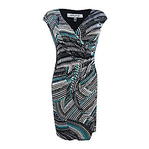 Kasper Women's Zig Zag Swirl Print Ity Dress, Loden Multi, M