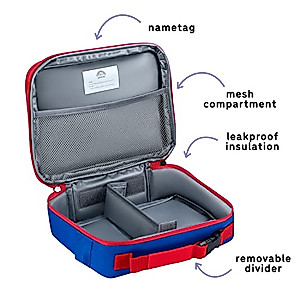 uninni Color Block (Blue/Green) 16'' Kids Backpack with Insulated Set for Age 5+, Lightweight, School and Travel for Boys and Girls