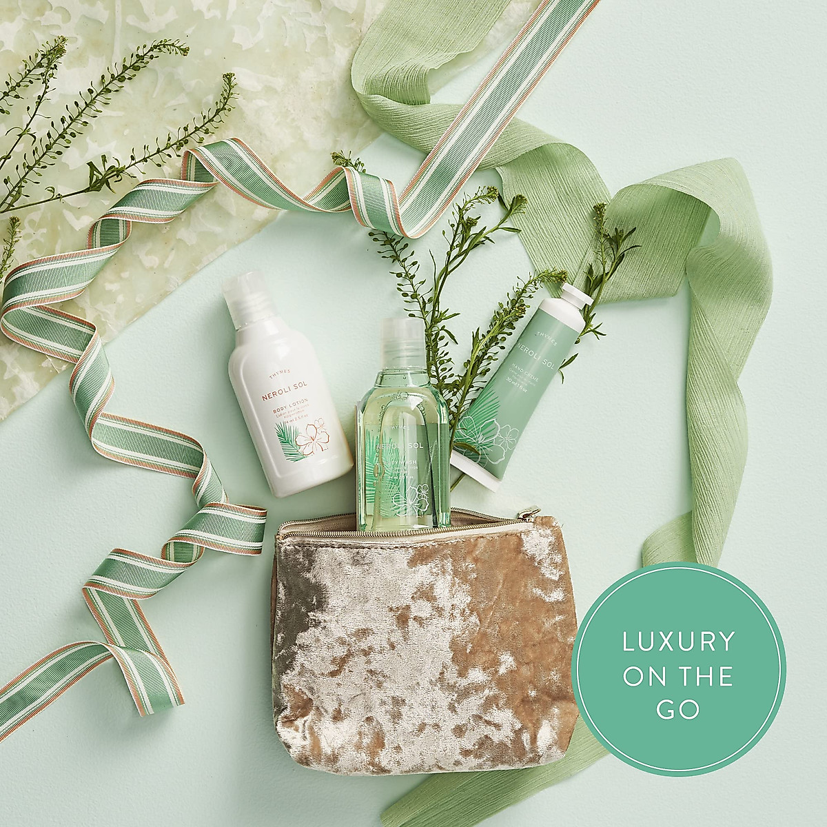 Thymes Travel Set and Beauty Bag - Contains Body Wash, Body Lotion & Hand Cream - Neroli Sol