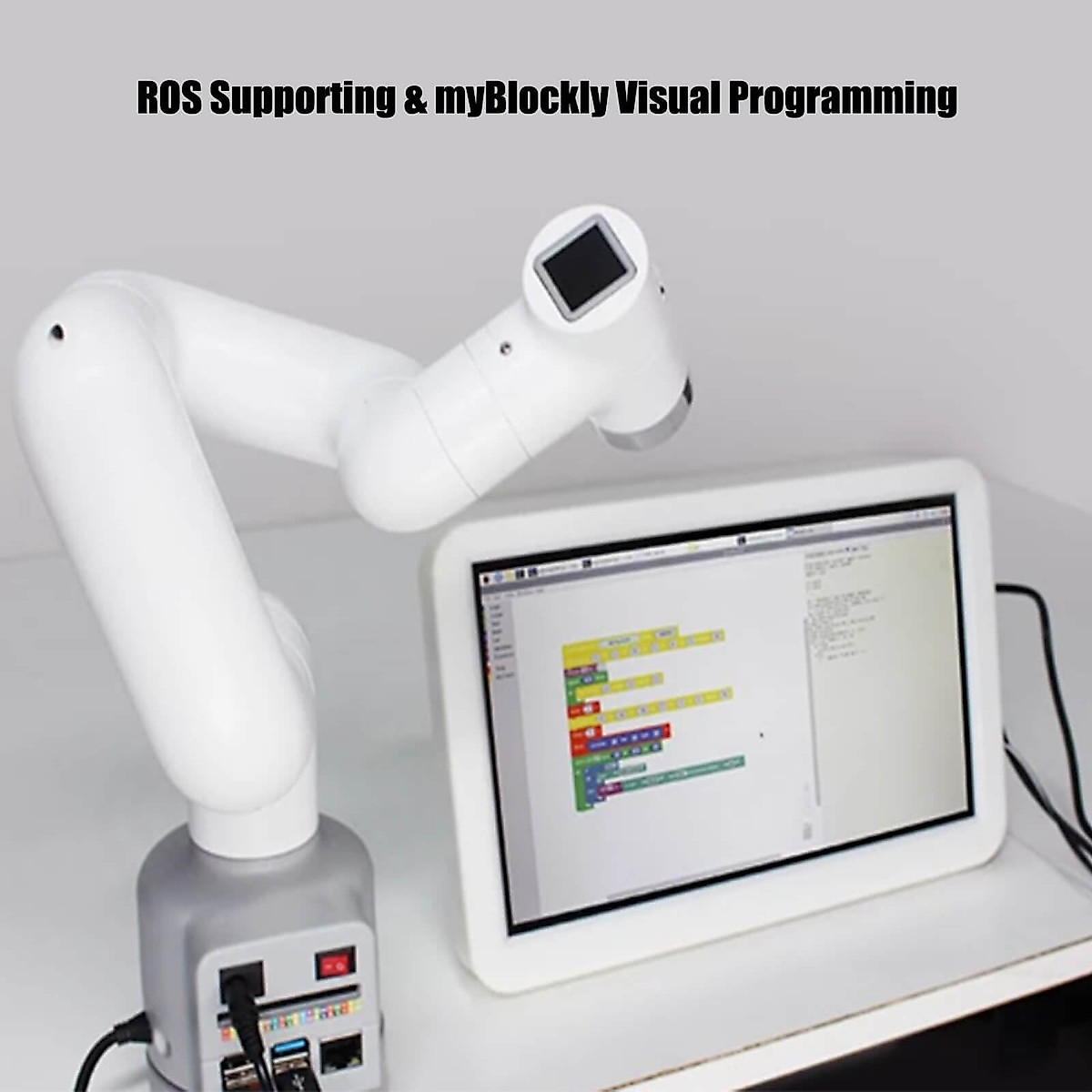 ELEPHANT ROBOTICS Robotic Arm myCobot 280 with Raspberry Pi 4& Flat Base, Open Source 6-DOF Robot Arm, Collaborative Desktop Coding Robot, Education ROS Robot Arms for Programming Learning