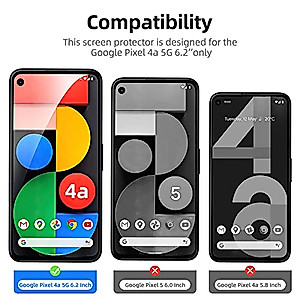 NEW'C Pack of 3, Glass Screen Protector for Google Pixel 4a 5G Anti-Scratch, Anti-Fingerprints, Bubble-Free, 9H Hardness, 0.33mm Ultra Transparent, Ultra Resistant Tempered Glass