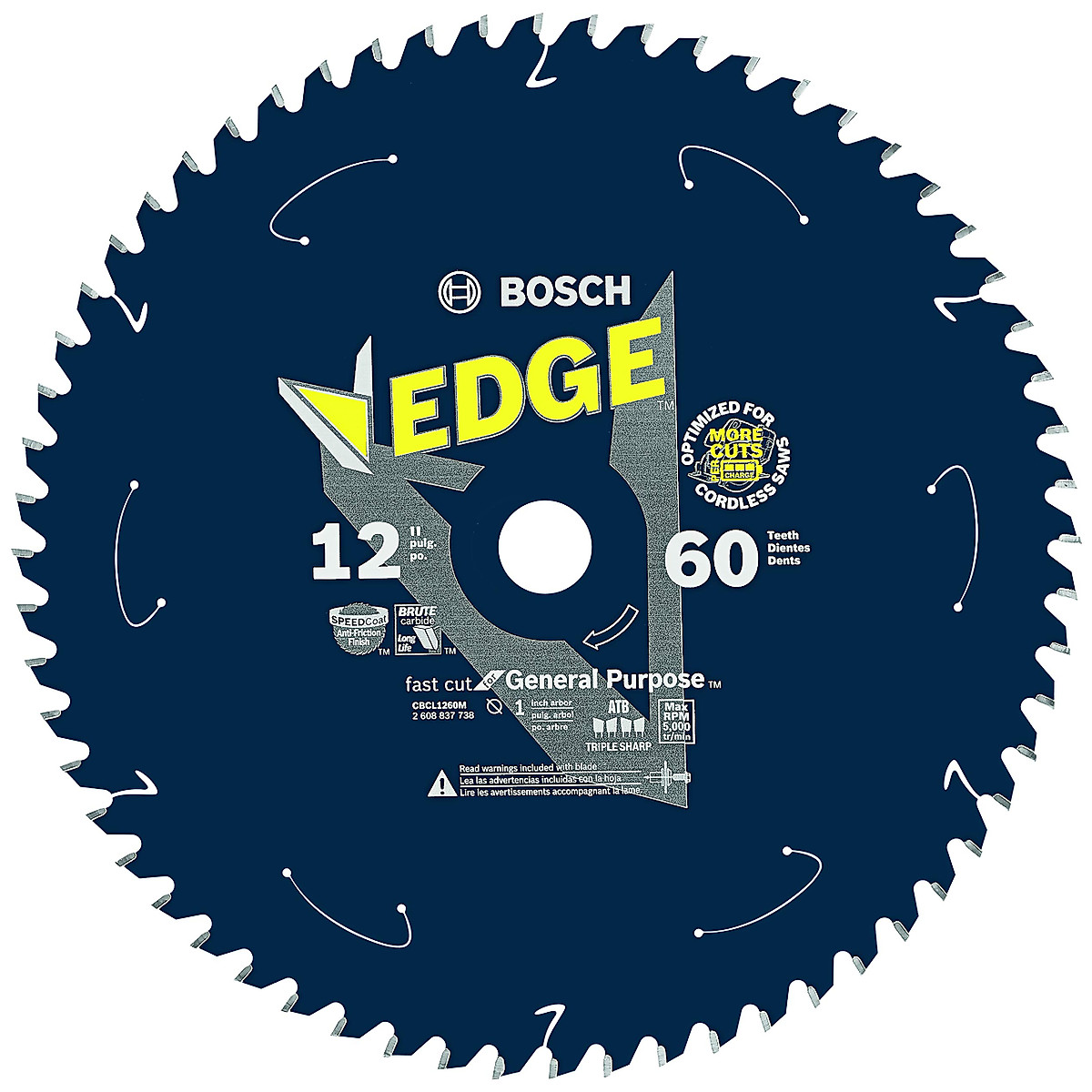 Bosch CBCL1260M 12 In. 60 Tooth Edge Cordless Circular Saw Blade for General Purpose