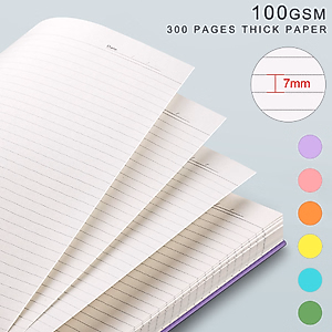 EMSHOI A4 Spiral Notebook College Ruled Lined Journal, 11.2" x 8.27", 300 Pages, 100gsm Thick Paper, Waterproof Softcover, Twin-Wire Binding, Sticky Notes, LightBlue