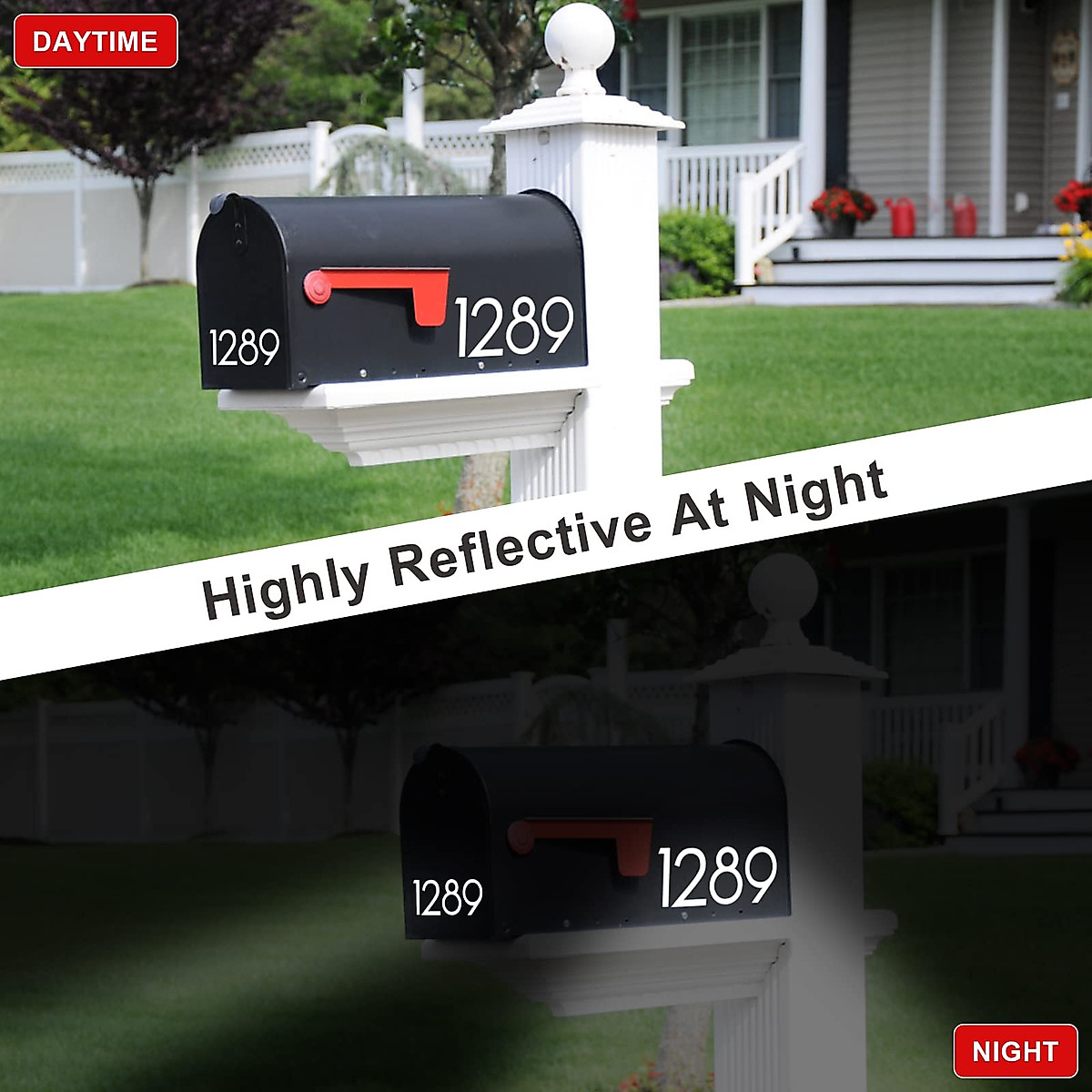 3 inch 30 Pcs Reflective Mailbox Numbers Stickers for Outside, Easy Installation with Prolonged Backing for and Pre-cut, Self Adhesive White Vinyl Address for House Address Sign Window Trash Bins