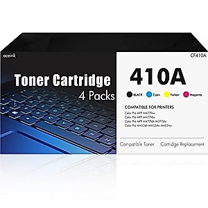 410A Toner Cartridge 4 Pack: Compatible Replacment for HP 410A 410X CF410X CF410A CF411A CF412A CF413A for Color Pro MFP M477FNW M477FDN M477FDW M452DN M452DW M452NW Printer(Black Cyan Yellow Magenta)